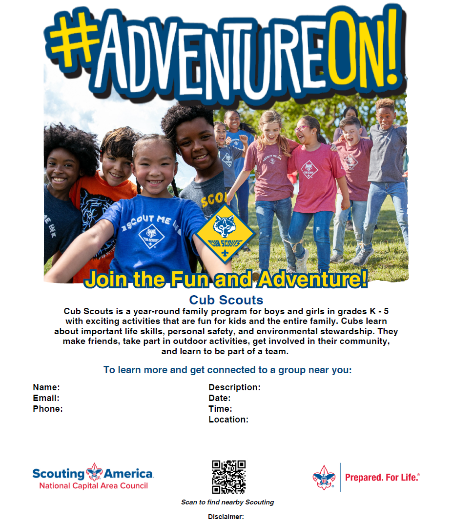 Cub Scout Flyer Designs - National Capital Area Council